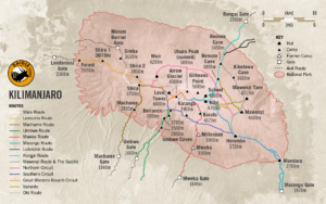 Detailed map of Kilimanjaro