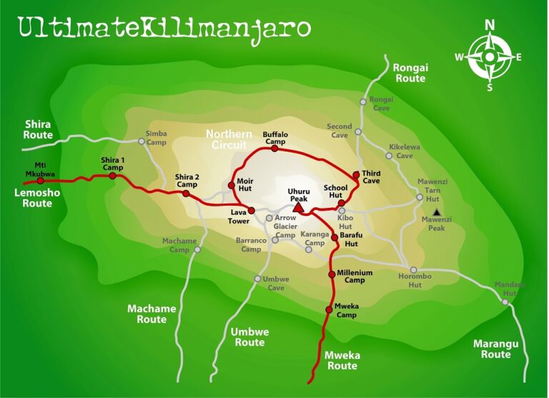 Mount Kilimanjaro Map and Kilimanjaro Routes